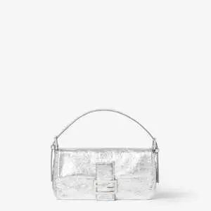 Fendi Baguette® 26424 Crackled Silver Leather Bag